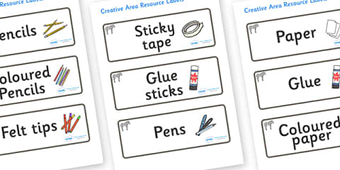 Zebra Themed Editable Creative Area Resource Labels