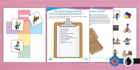 Les Tâches Ménagères: Household Tasks Vocabulary Sheet