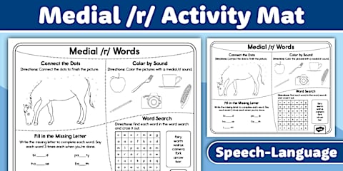 Articulation Multisyllabic Medial /r/ Carryover Practice Activity Mat ...