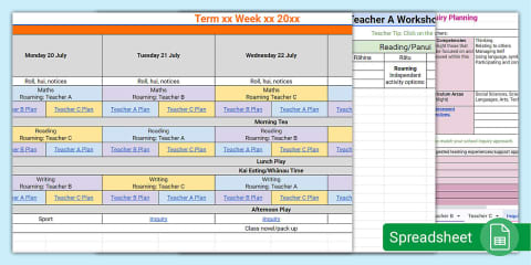 Google Sheets Complete Weekly Planning Template (One Teacher)