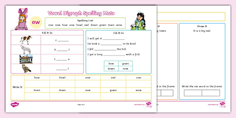 Vowel Digraph Spelling Mats - oo (short)