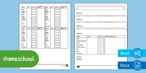 Editable Homeschooling Quarterly Report for School Submission