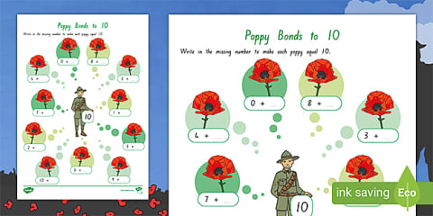 Remembrance Day Poppy Peg Counting Activity