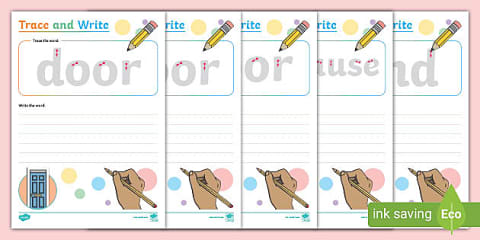 Year 1 Common Exception Words Trace and Write Activity
