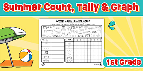 First Grade Spring Flowers Count, Tally, and Graph Worksheet