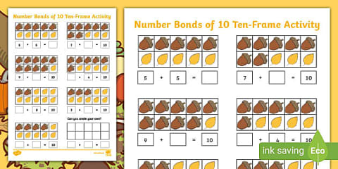 Number Bonds of 10 Easter Ten-Frame Activity
