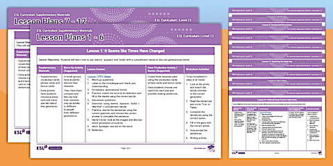 ESL Curriculum Level 14 Lesson Plans