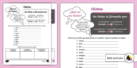 Actividades con diptongos o hiatos | Spanish Diphthongs and Hiatuses ...