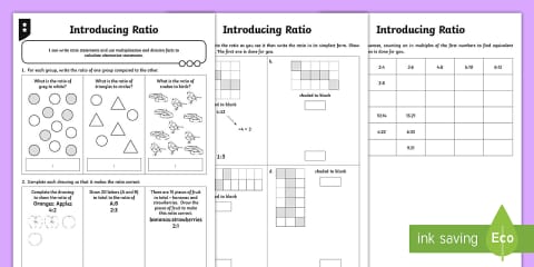 Ratio Problem Solving Worksheet