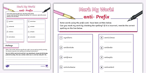 A Word with the Prefix Anti- Activity Sheet