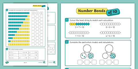 KS1 Key Instant Recall Facts Number Bonds of 20 Activity Sheets