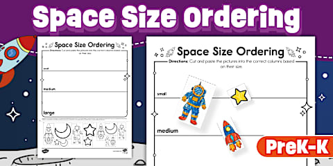 Build a Space Scene Cut and Paste Worksheet for PreK-K