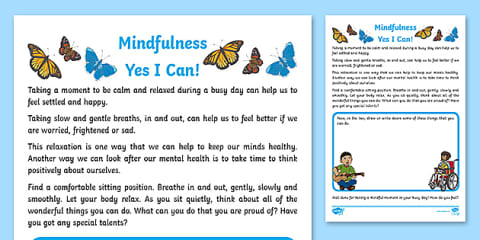 Mindfulness Bubbles Activity
