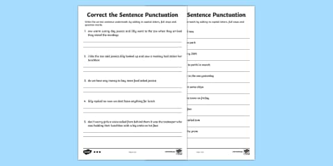 Capital Letters and Full Stops Practice Sheet