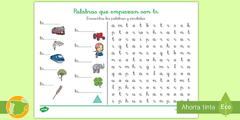 Sopa de letras: Palabras que empiezan con br