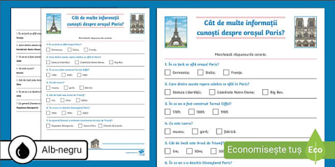 Paris – Desene de colorat 9-12 ani