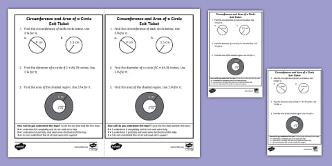 Seventh Grade Circle Area and Circumference Worksheet