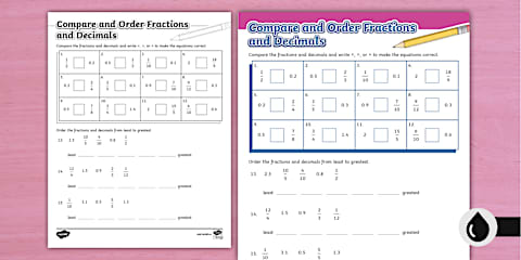 Compare and Order Fractions Activity
