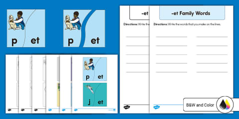 -et Word Family Read and Write the Room Worksheet for K-1st Grade