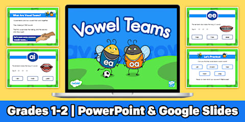 I Know My Vowels PowerPoint & Google Slides Matching Game for PreK-K