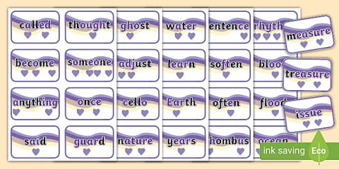 Heart Words Flashcards
