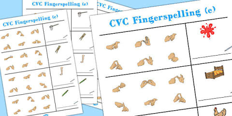 CVC Spelling Worksheets with British Sign Language Pack