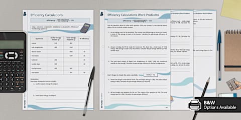Energy Calculations Differentiated Worksheets