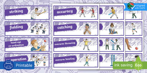 Grade 6 Physical Education Striking and Fielding Word Grid