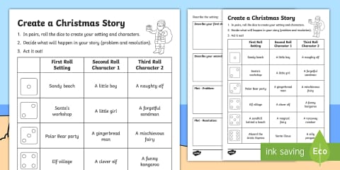 Roll and Write a Christmas Story Worksheet