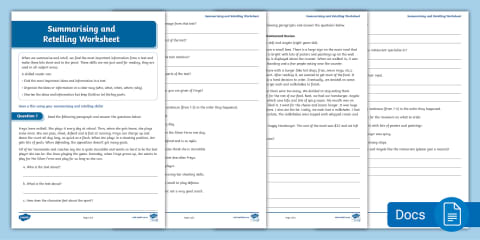 Summary Format Template | Twinkl