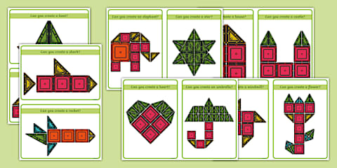 Animals Magnetic Tiles Challenge Cards
