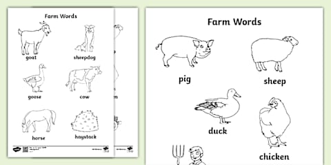 Farm Animal Doodle Colouring Pages