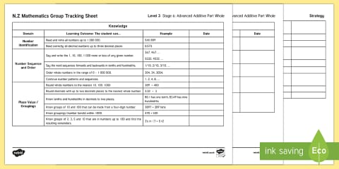 Numeracy Individual Tracking Sheet - Level 2 Stage 5 Maths Assessment
