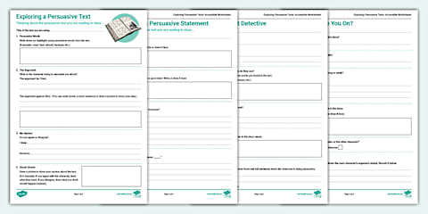 Reading Comprehension Persuasive Themed Text Activities