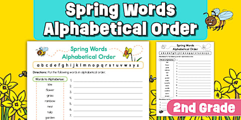 Second Grade Spring Alphabetical Order Worksheet