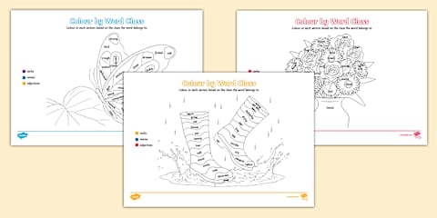 ESL Word Classes Colouring Activity Sheet [Kids, A1-A2]