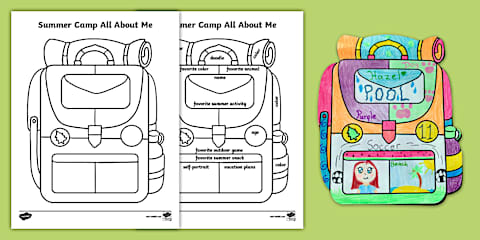 My Summer Camp Memory Snapshots Booklet for K-2nd Grade