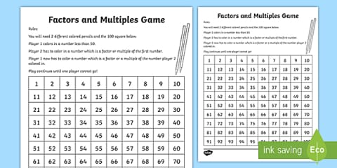 Missing Factors Worksheet for 3rd-5th Grade