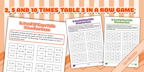Multiplication Squares Game - 2s, 5s and 10s