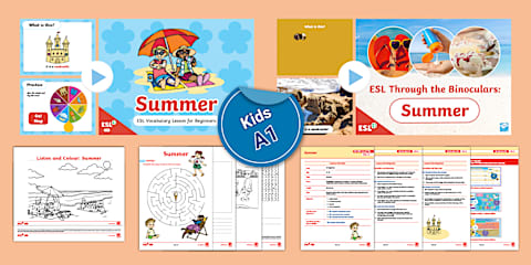 ESL Summer Vocabulary Lesson [Kids, A1]