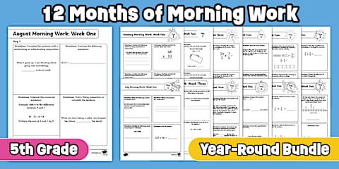Kindergarten 12 Months of Morning Work Bundle