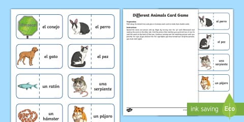 Spanish: Zoo Animals Word Mat Activity
