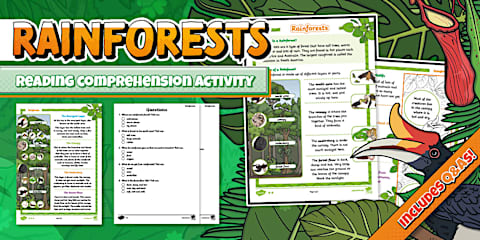 Tropical Rainforests of the World Map for 3rd-5th Grade