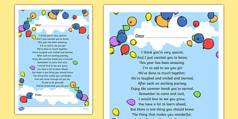 EYFS Graduation Poem