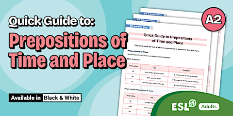 ESL Prepositions of Time Activity Sheet [Adults, A1-A2]