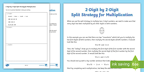 Split Strategy Multiplication Activity Sheets