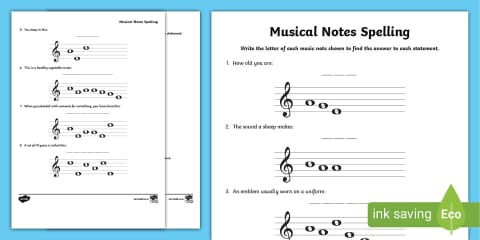 Treble Clef Notes Worksheet