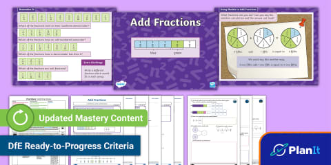 PlanIt Maths Year 3 Fractions Lesson Pack 1: Unit Fractions