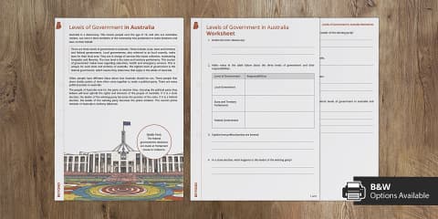 Australia's Levels of Government Venn Diagram Worksheets