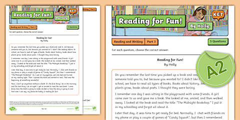 A2 Key (KET) - Reading and Writing Part 1 - Practice Sheet (Events)